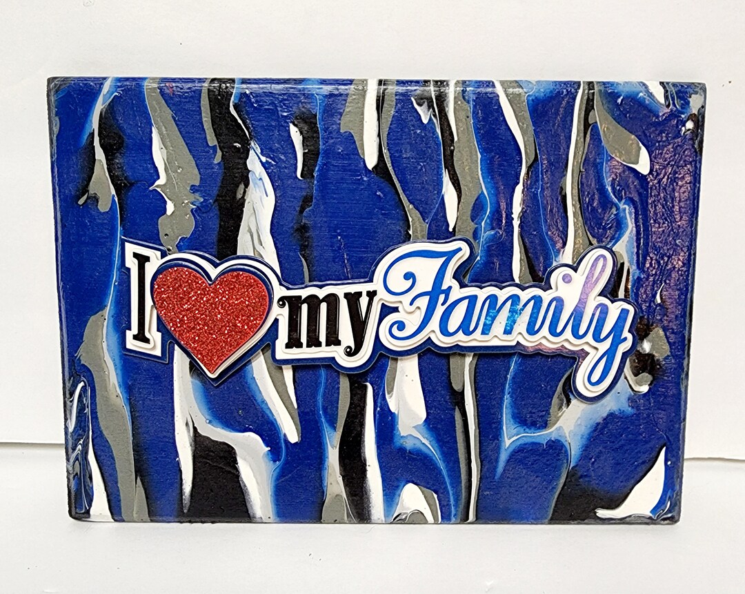 Family Love Abstract Acrylic Pour Painting Blue White Black Red - Etsy