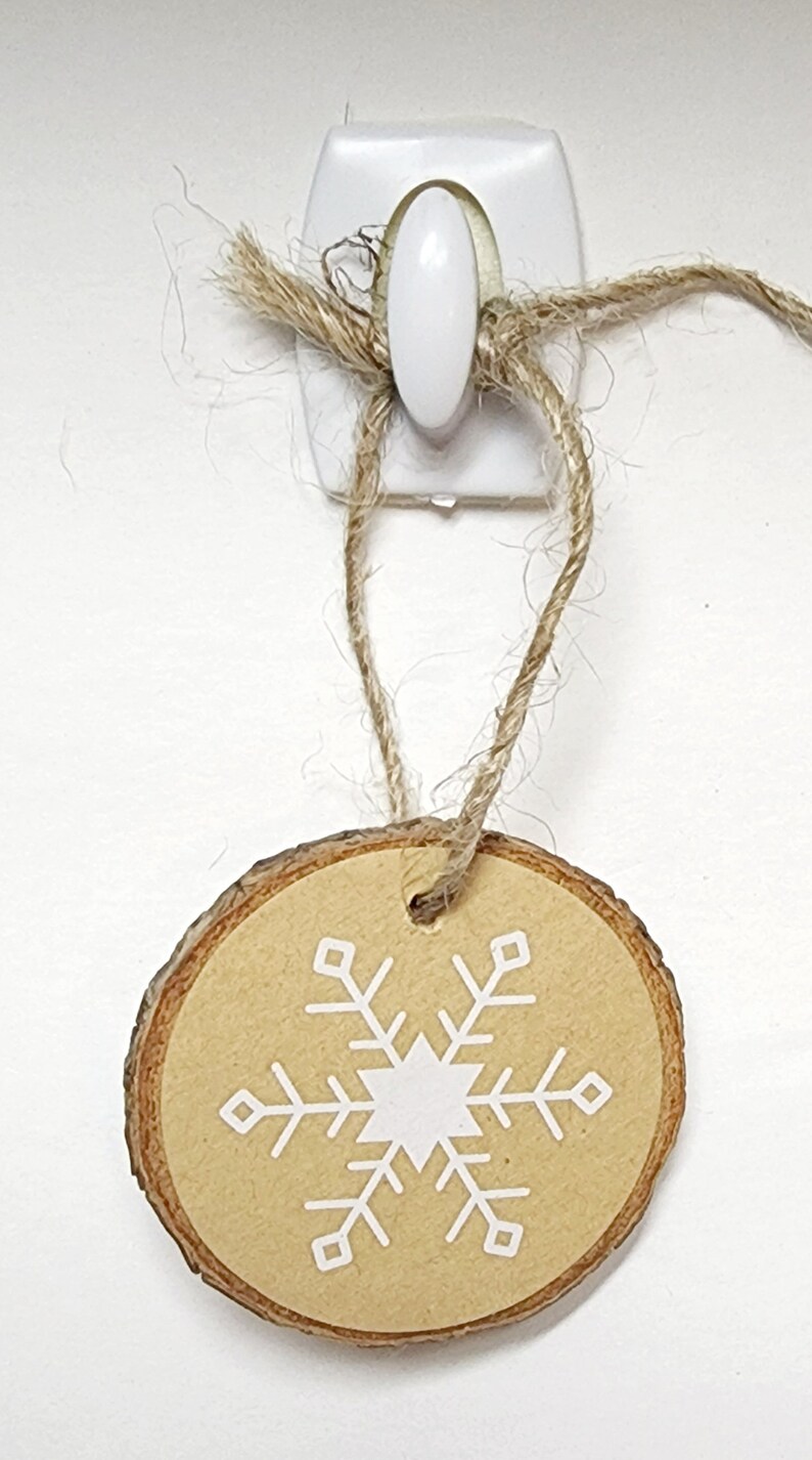 Custom Wood Slice Snowflake Tan White - Etsy