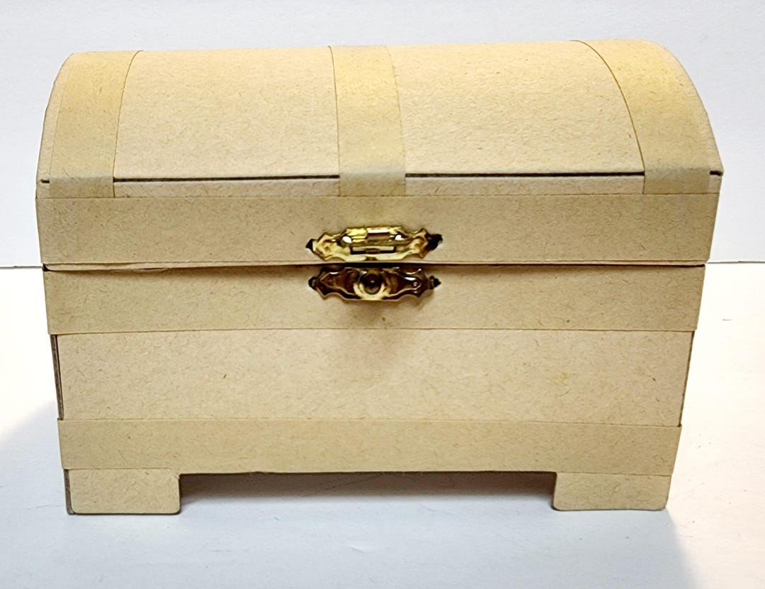 DIY Paper Mache Treasure Chest – Ready to Decorate, Craft Box (4x3x3 ...