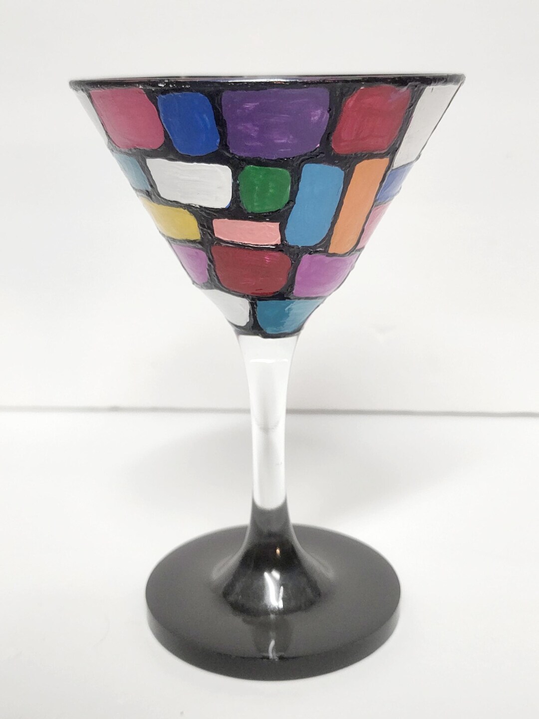 Mosaic Stained Glass Custom Hand Painted Martini Glass - Cocktail ...