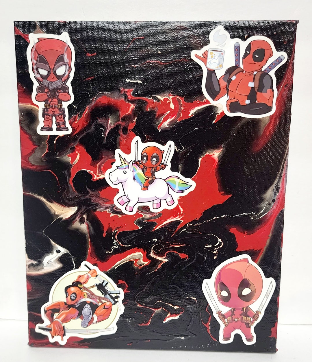 Deadpool Abstract Acrylic Pour Painting Canvas Art - Etsy