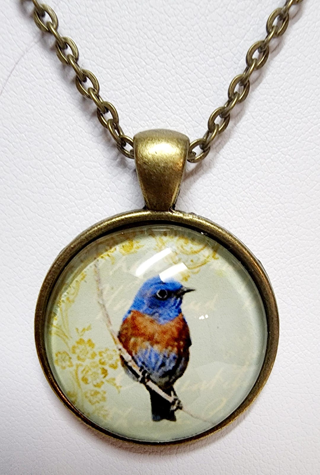 Antique Bronze Bluebird Necklace - 20" Necklace - Etsy