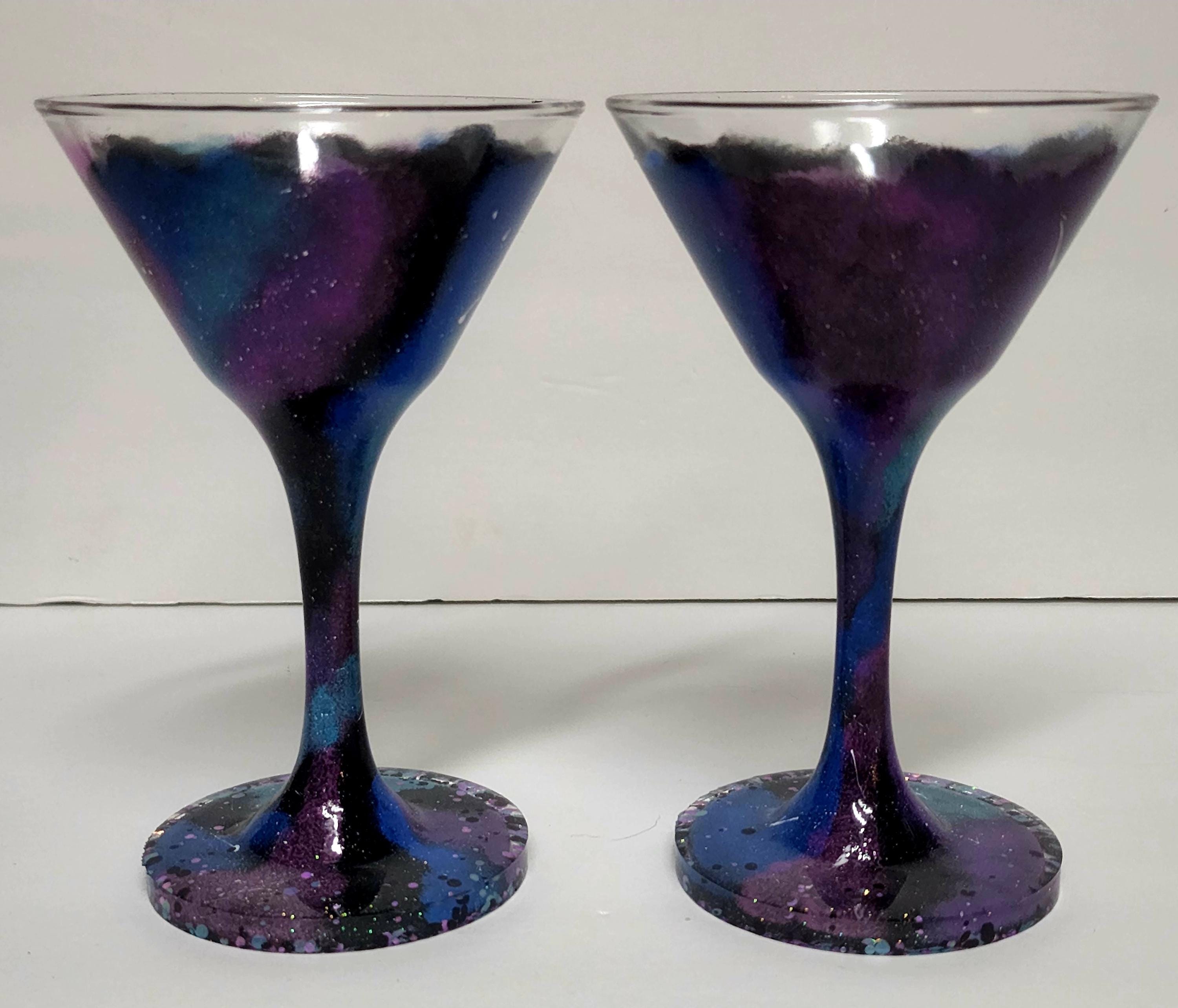 Galaxy Custom Hand Painted Martini Glass - Cocktail Glassware - Etsy