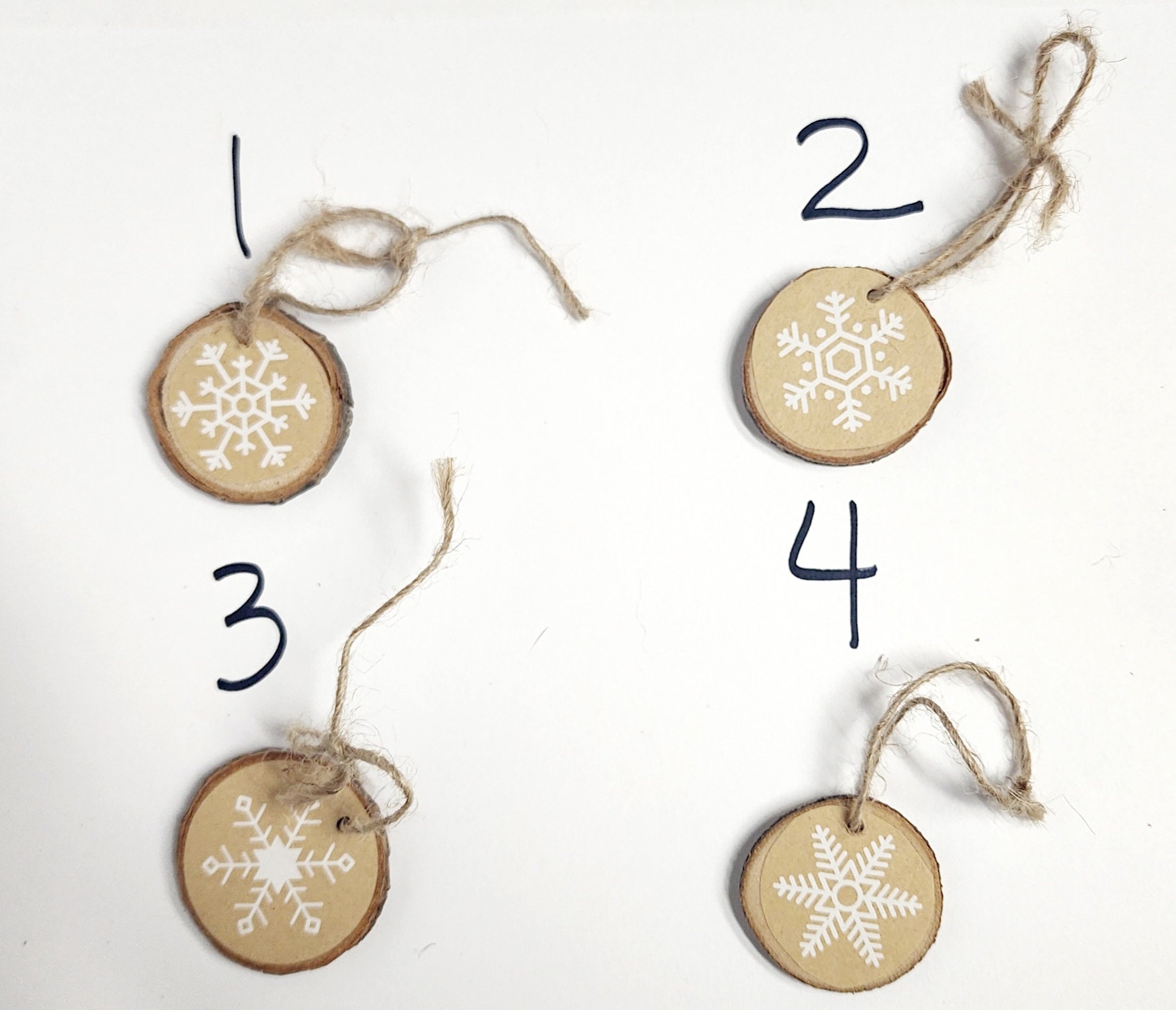 Custom Wood Slice Snowflake Tan White - Etsy