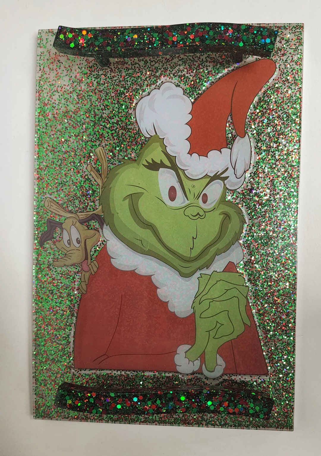 Whimsical Rectangle Grinch Resin Serving Tray With Handles Handmade - Etsy