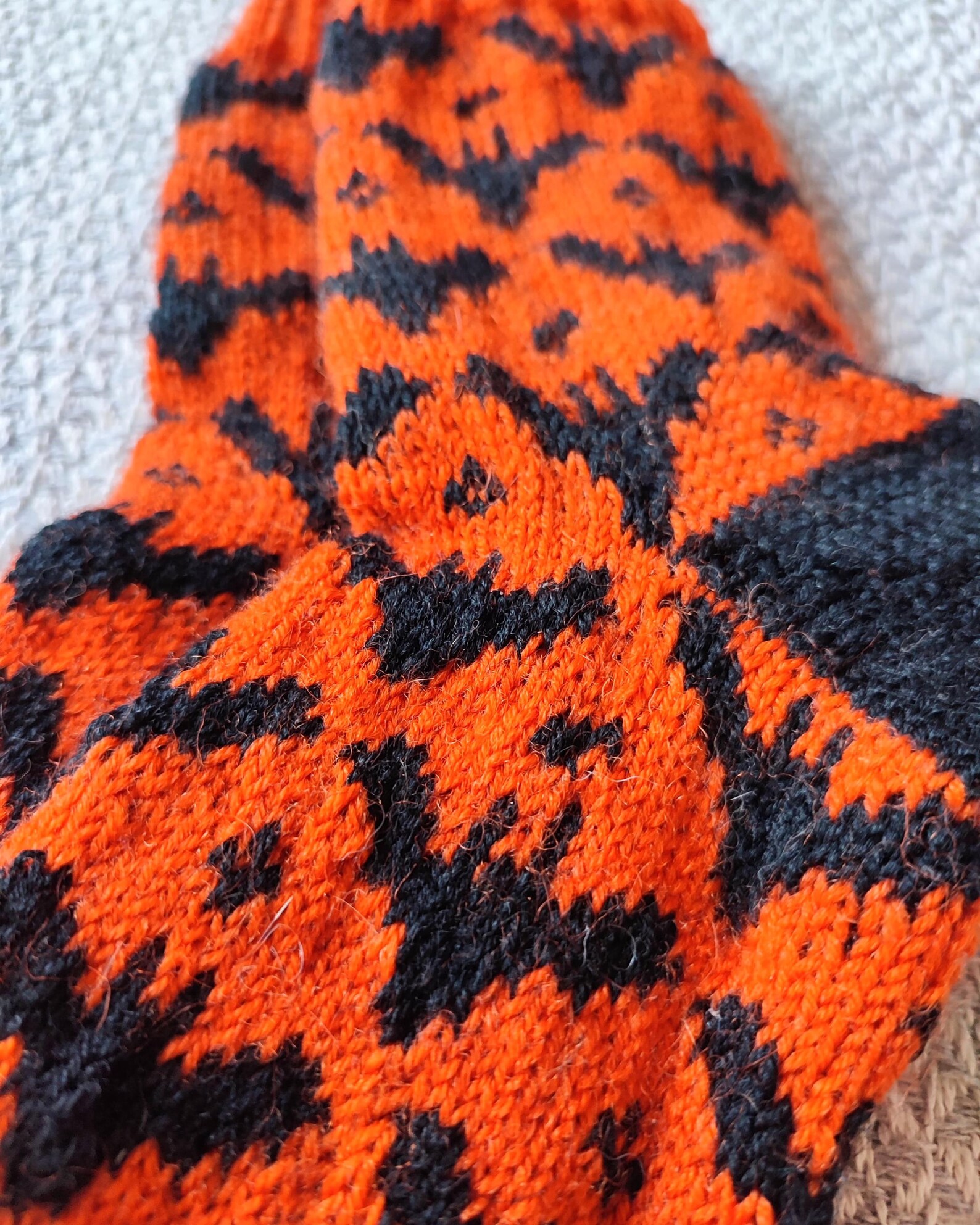 Hand Knit Wool Halloween Socks: Bat Motif Gothic Cottagecore - Etsy