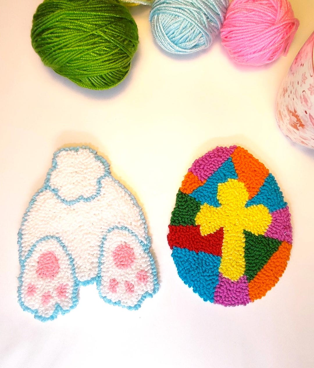 Easter Punch Needle Coaster , Tufted Mug Rug , Housewarming Gift ...