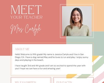 Meet the Teacher Template Boho, Classroom Printable Teacher ...
