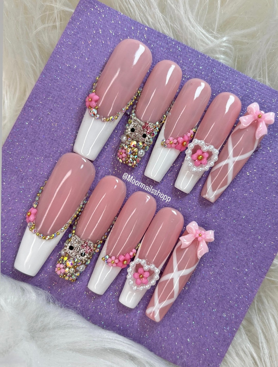 Hello Kitty Press on Nails Handmade Press on Nails - Etsy Hello Kitty Press on Nails Handmade Press on Nails - Etsy