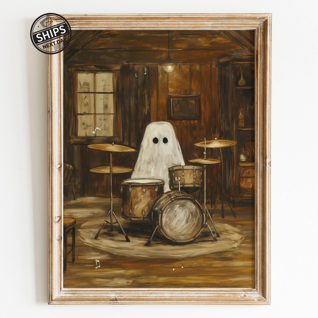 Ghost Painting Drummer Music Gift Man Cave Art Father's Day Gothic Art ...