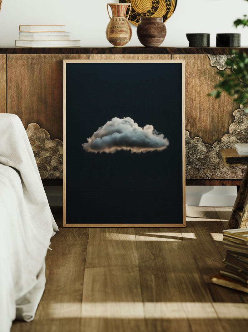 Dark Cloud Art Print, Moody Minimalist Wall Art for Bedroom or Living ...