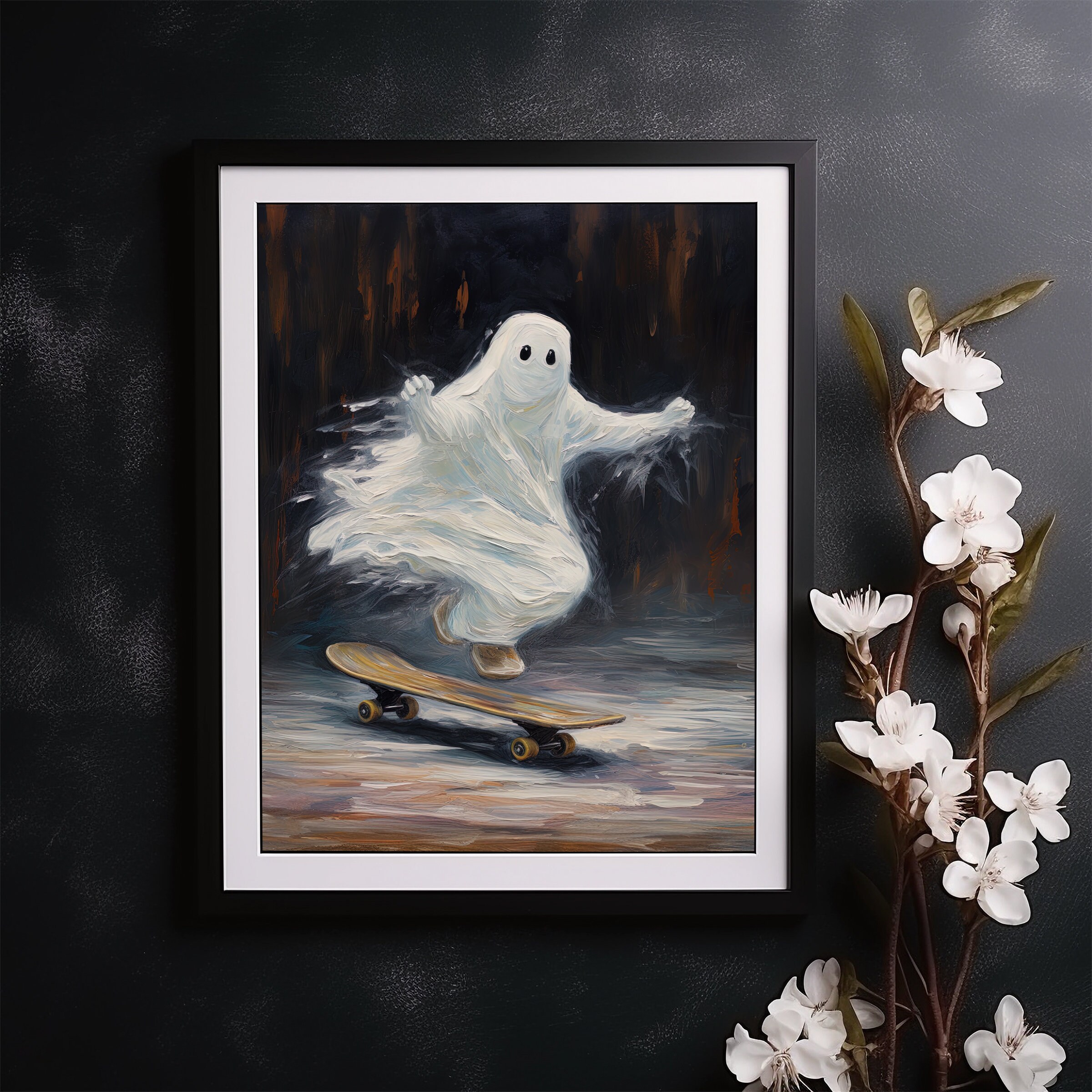 Ghost on a Skateboard Vintage Art Print Dark Academia Gothic Poster - Etsy