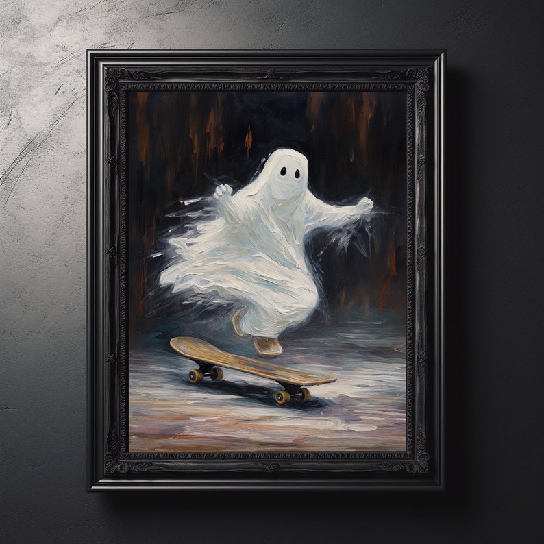 Ghost on a Skateboard Vintage Art Print Dark Academia Gothic Poster - Etsy