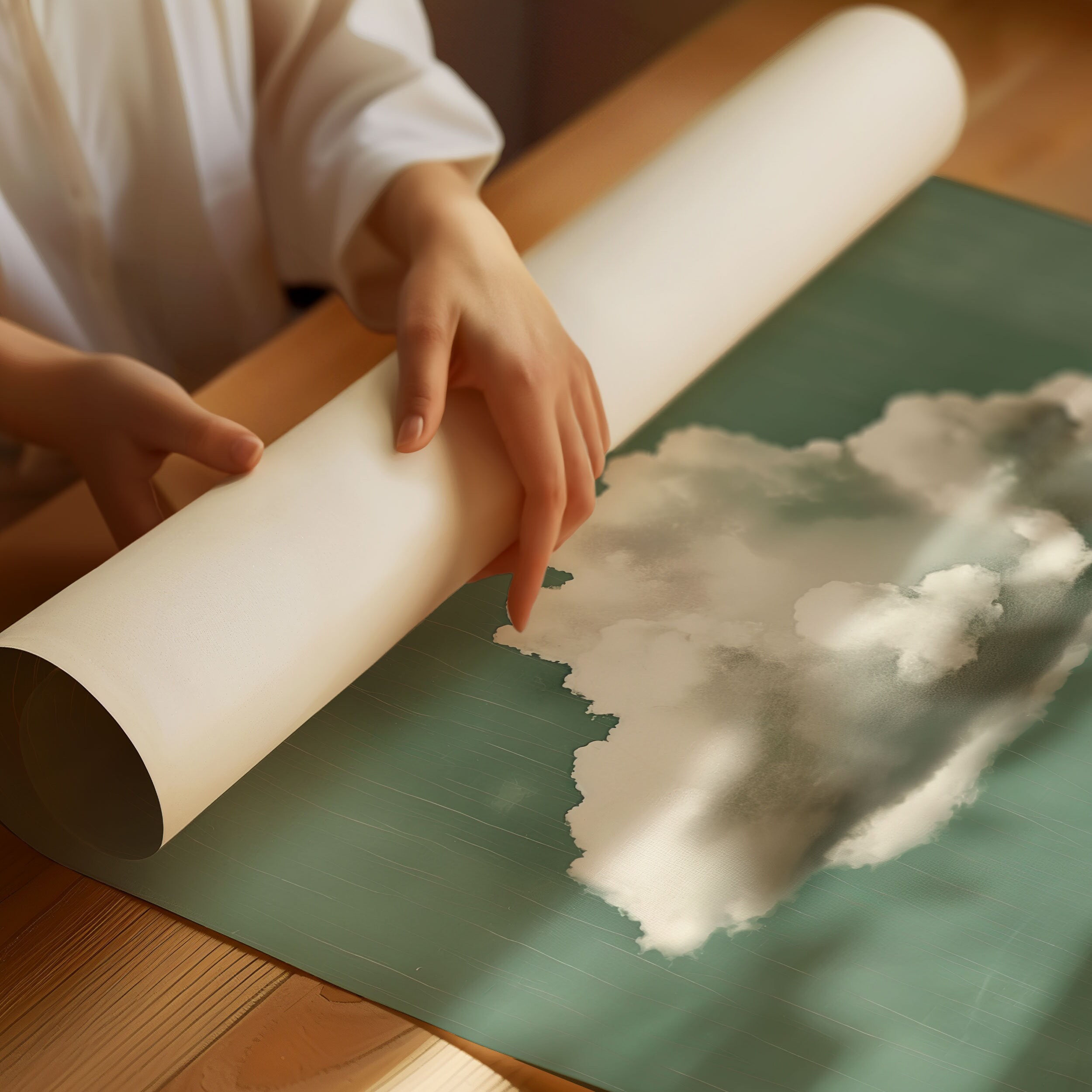 Sage Cloud Painting Abstract Cloud Print Wall Art Beige Art Maximalist ...