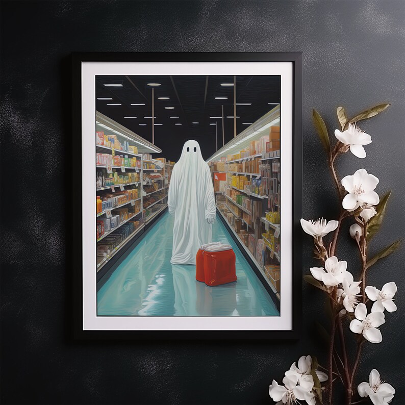 Ghost in a Supermarket Dark Academia Gothic Retro Vintage Poster Art ...
