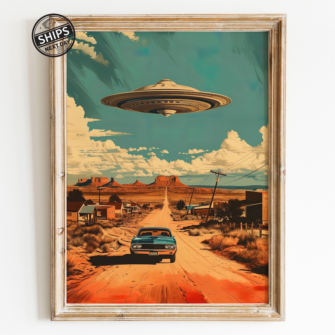 Roswell UFO Art Print, Area 51 Mystery Wall Decor - Etsy