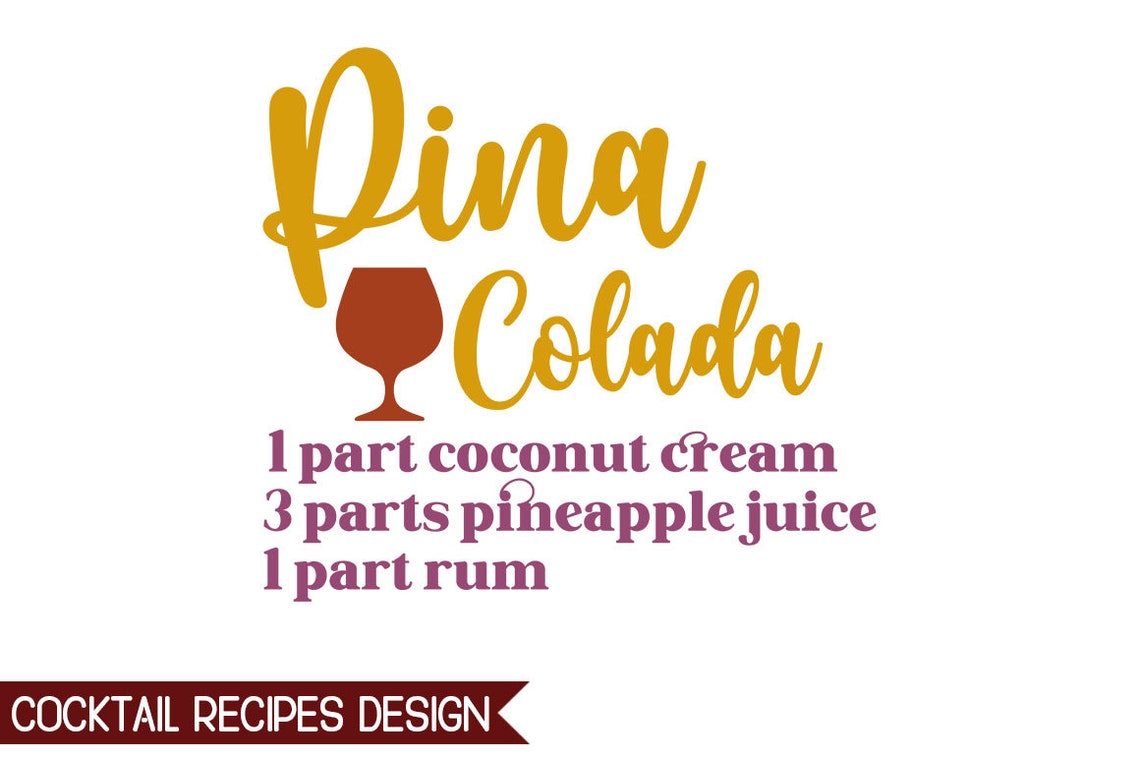 Cocktail Recipes SVG Bundle, Card Making, DIY Projects (dxf, Eps, Png ...