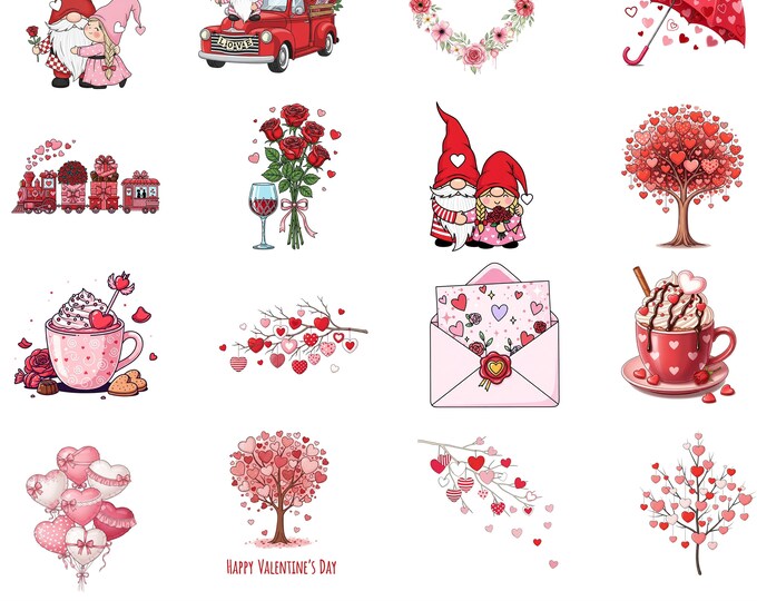 12 Valentine's Day Clipart: Greetings Heart Ephemera Graphics (JPG ...