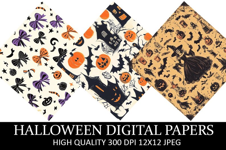 Halloween Digital Paper Mega Bundle , Seamless Gothic, Spooky, Vampire ...
