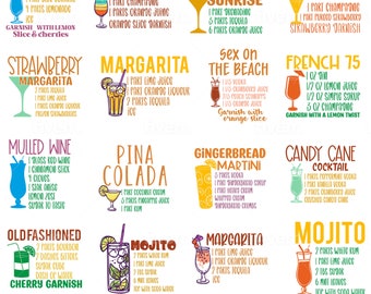 Cocktails Recipe SVG Bundle, Cocktail Recipe Svg, Cocktail Recipe for ...