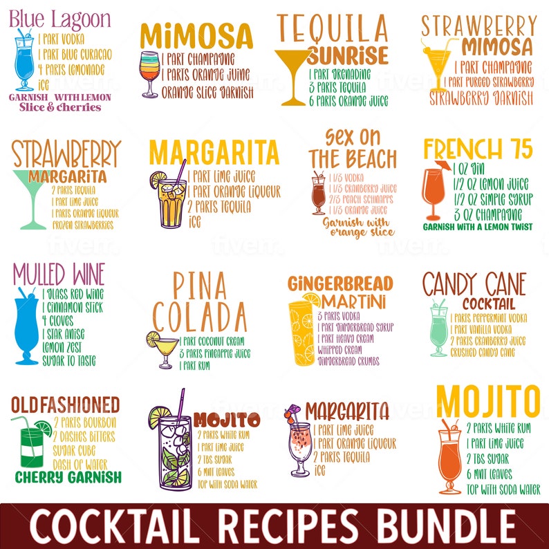 Cocktails Recipe SVG Bundle, Cocktail Recipe Svg, Cocktail Recipe for ...