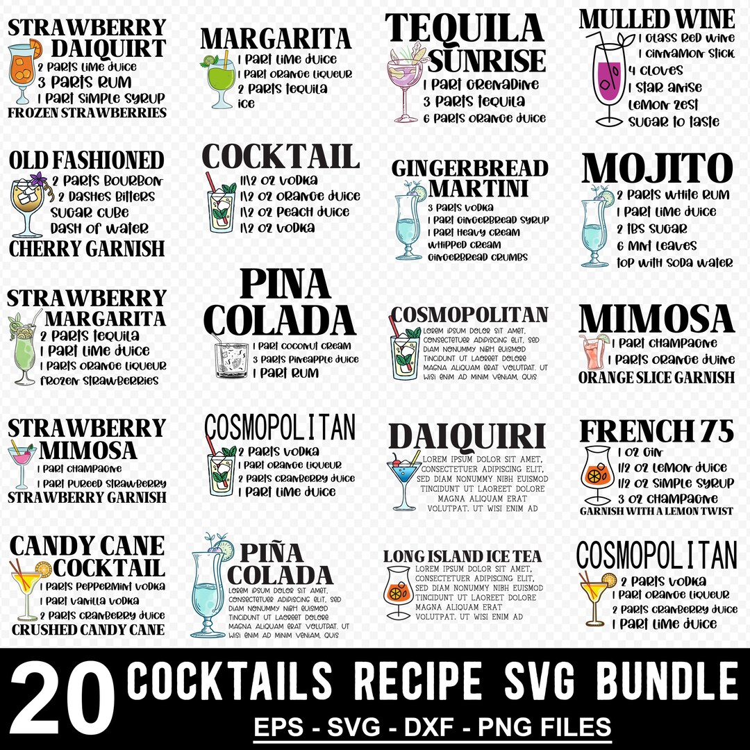 Cocktails SVG Bundle | Summer Cocktail SVG Cut File | Instant Download ...