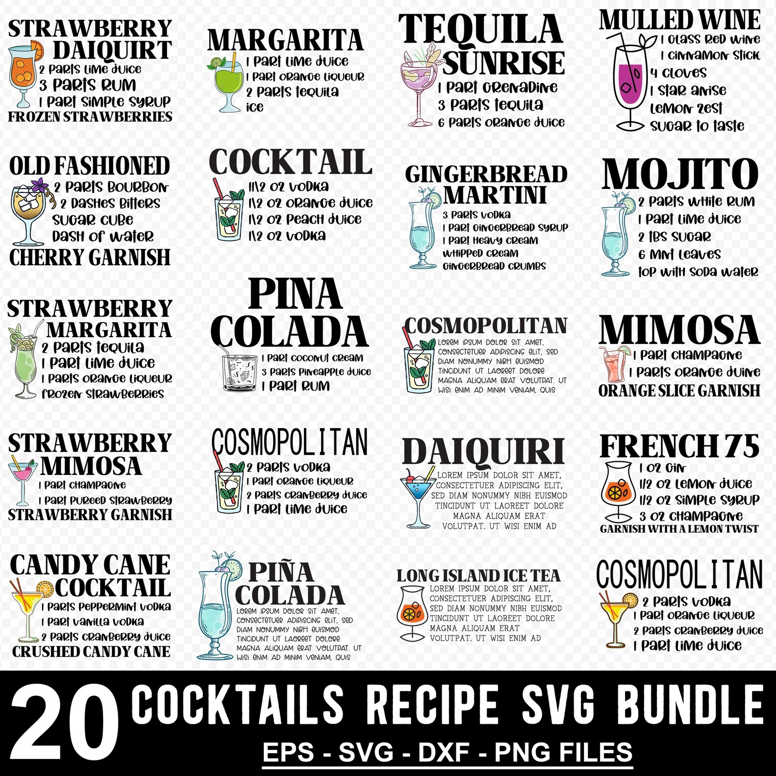 Cocktails SVG Bundle | Summer Cocktail SVG Cut File | Instant Download ...
