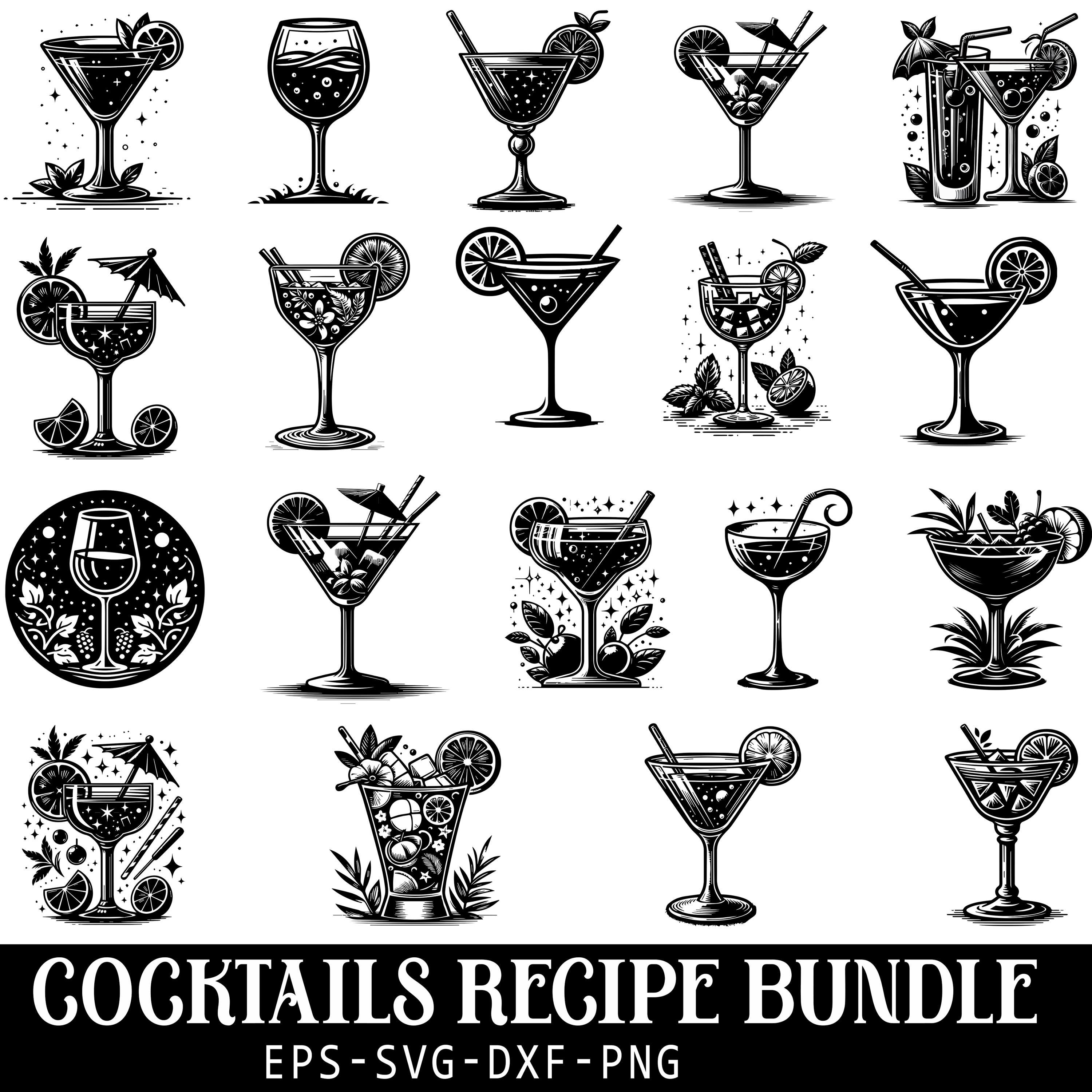 Cocktails SVG Bundle , Drink Clipart Cocktail Drinks Svg, Bar Cart ...