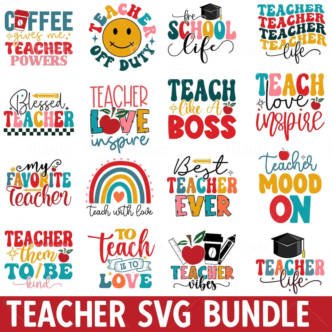 Teacher Svg Bundle, Teacher Svg, Teacher Appreciation Svg, Teacher ...