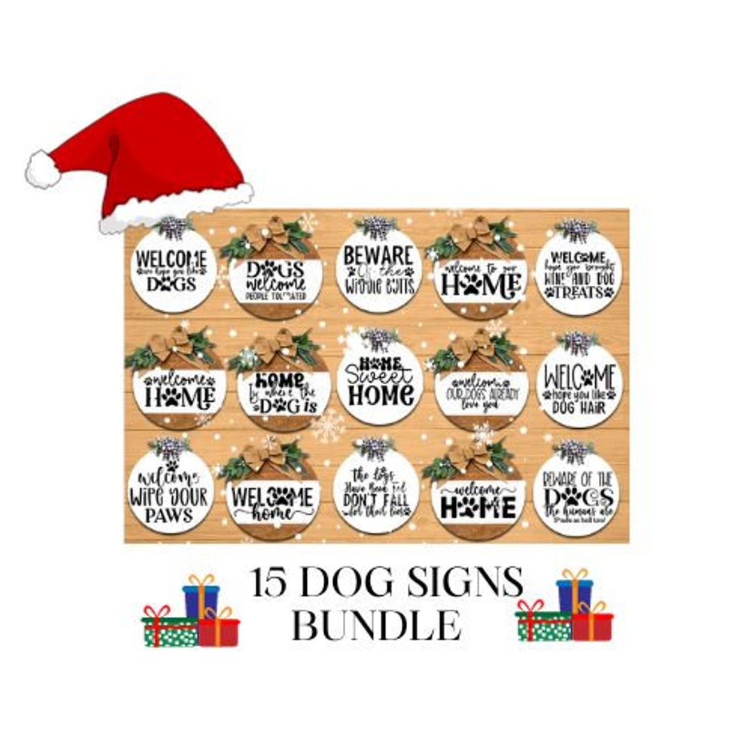 Dog Welcome Sign SVG Bundle, Dog Bandana SVG, Dog Sign SVG, Door Hanger ...
