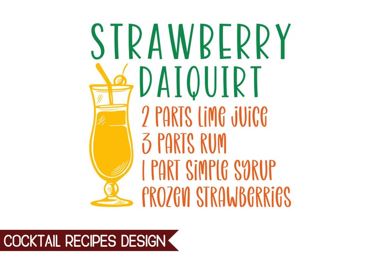Cocktail Recipes SVG Bundle, Card Making, DIY Projects (dxf, Eps, Png ...