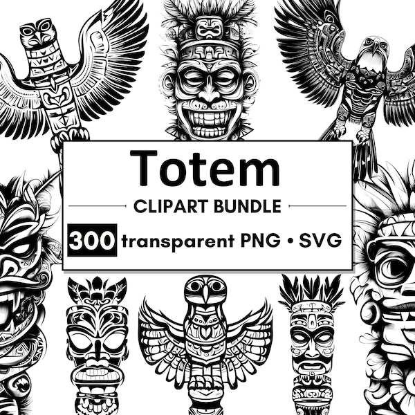 300 Totem Clipart PNG SVG Transparent Background Commercial Use Black ...