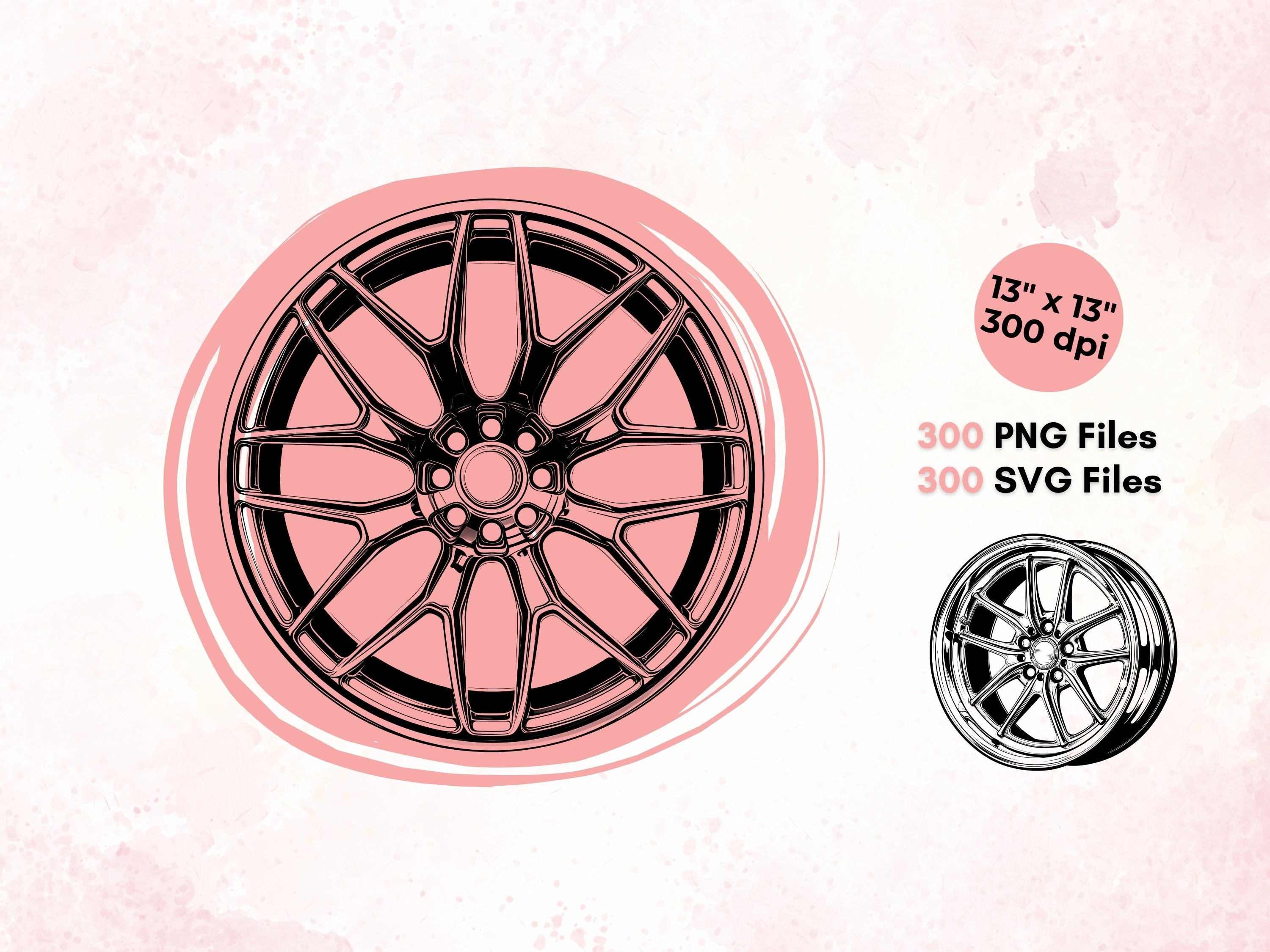 Rims Clipart Bundle: 300 Black and White Vector Files (PNG, SVG) - Etsy