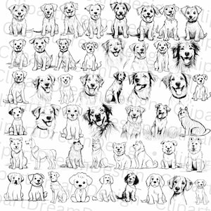 780 Cute Dog Clipart Bundle | 45 Breeds in PNG and SVG | Adorable ...