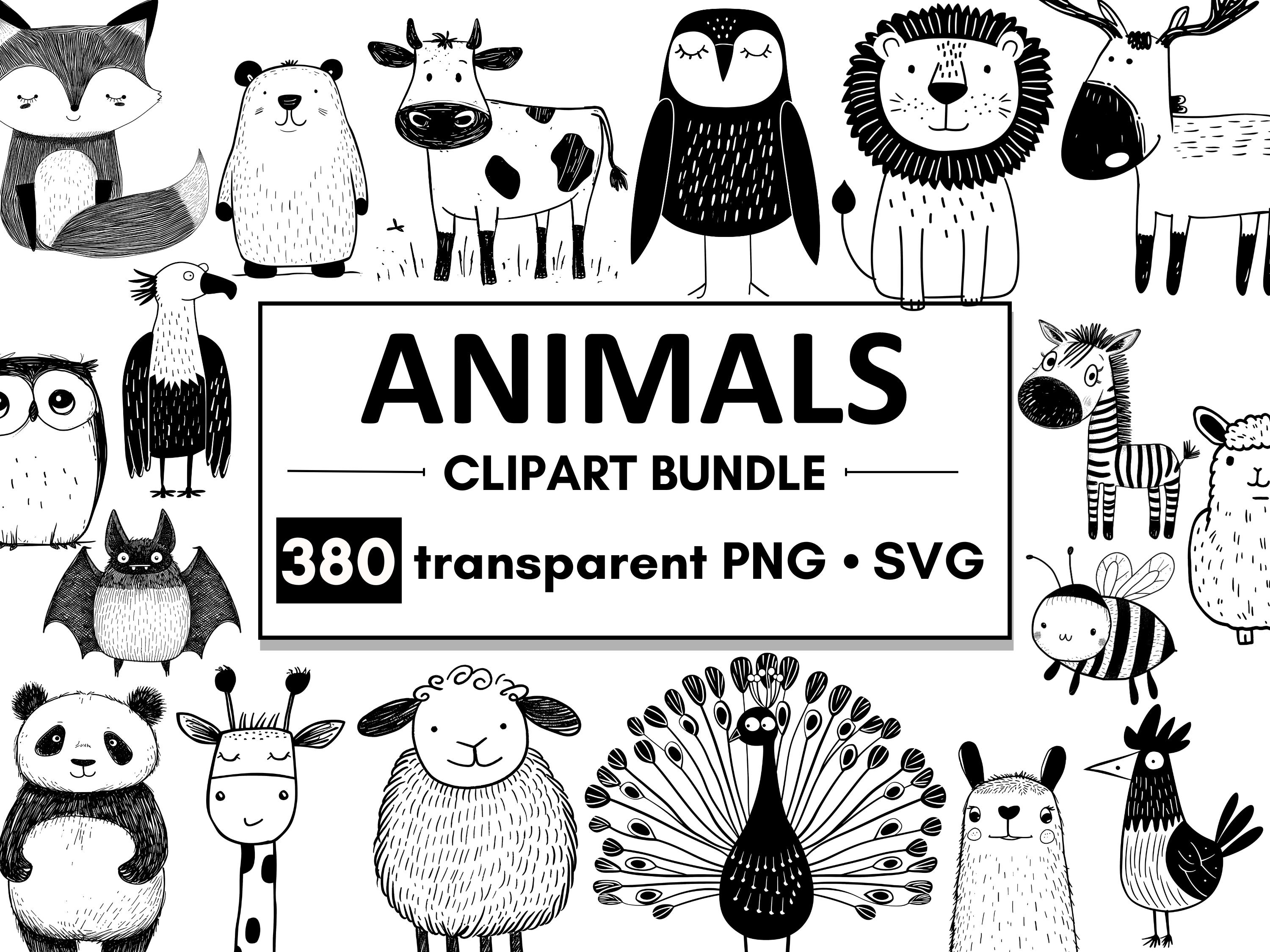 380 Doodle Animals Clipart PNG SVG Transparent Background Commercial ...