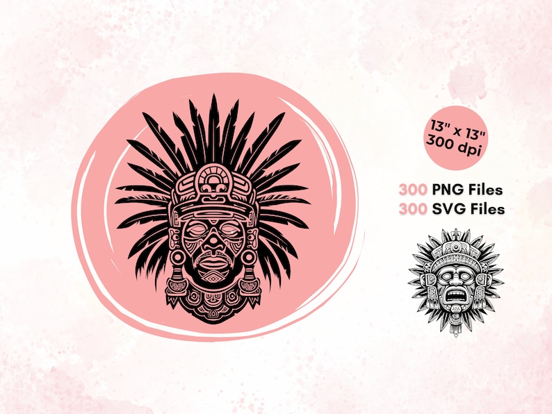 300 Aztec Clipart PNG SVG Transparent Background Commercial Use Black ...