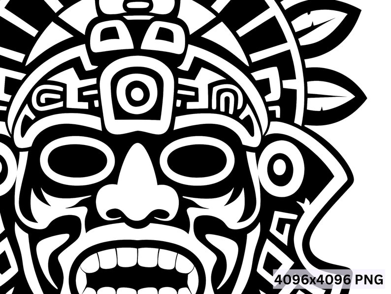300 Aztec Clipart PNG SVG Transparent Background Commercial Use Black ...