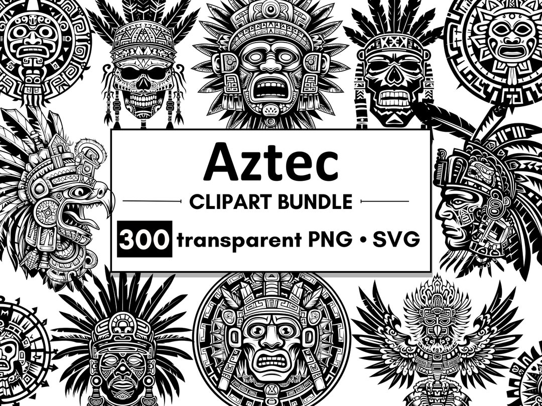 300 Aztec Clipart | PNG + SVG Transparent Background | Commercial Use | Black Vector Files ...