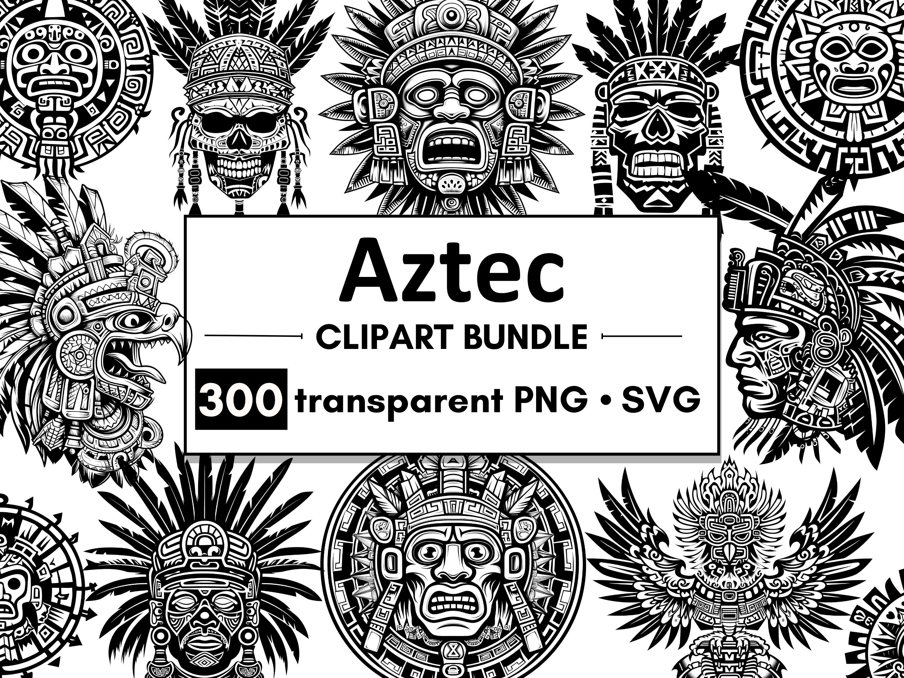 300 Aztec Clipart PNG SVG Transparent Background Commercial Use Black ...