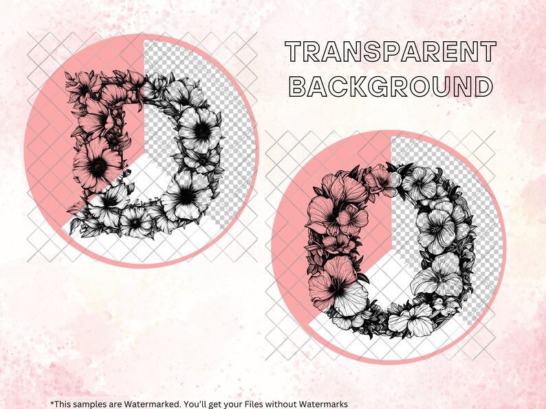 Floral Alphabet Cliparts | 288 Transparent Botanical Typography | PNG ...