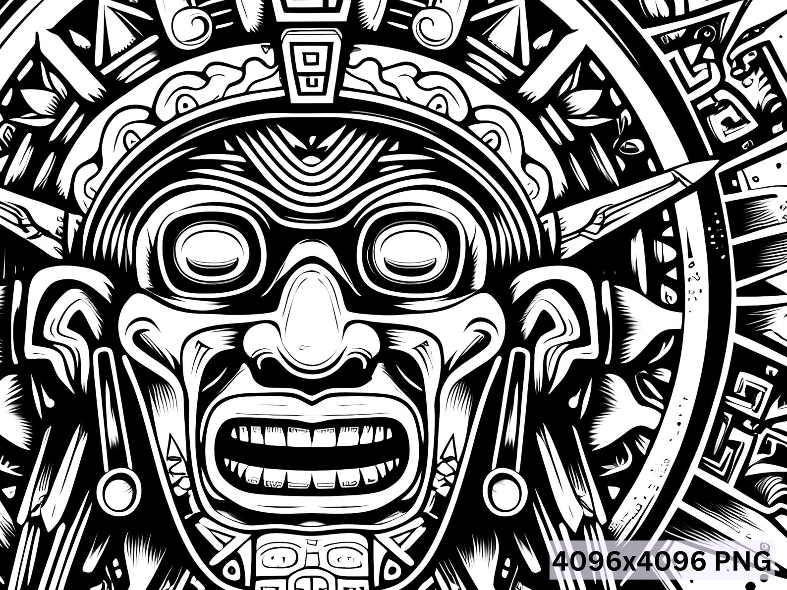 300 Aztec Clipart PNG SVG Transparent Background Commercial Use Black ...