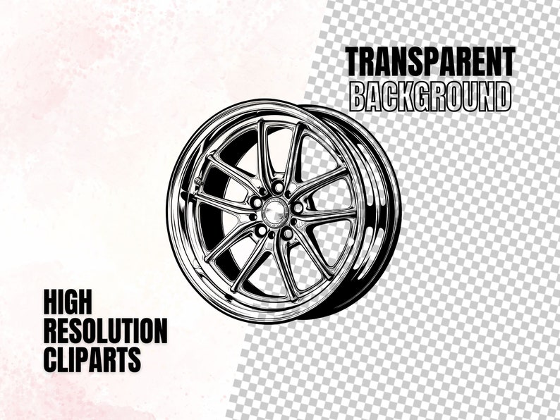 Rims Clipart Bundle: 300 Black and White Vector Files (PNG, SVG) - Etsy