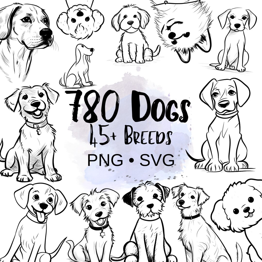 780 Cute Dog Clipart Bundle | 45 Breeds in PNG and SVG | Adorable ...