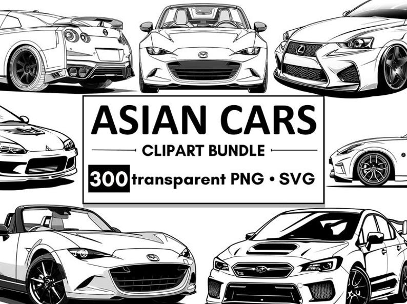 300 Asian Cars Clipart PNG SVG Bundle - Fast Asian Car Digital Download ...