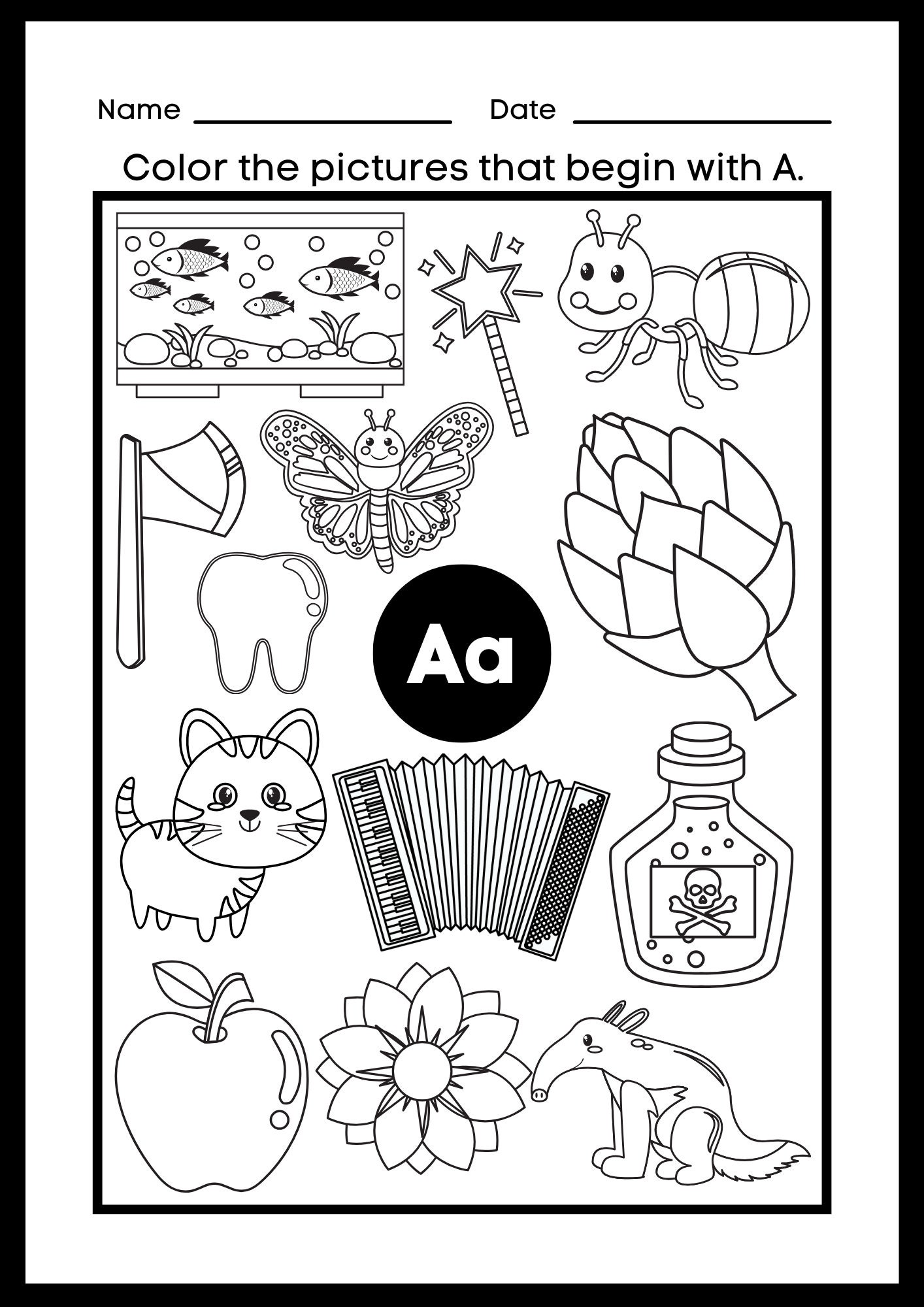 Alphabet Activity Pages Letter Aa Kindergarten Worksheets for Kids - Etsy