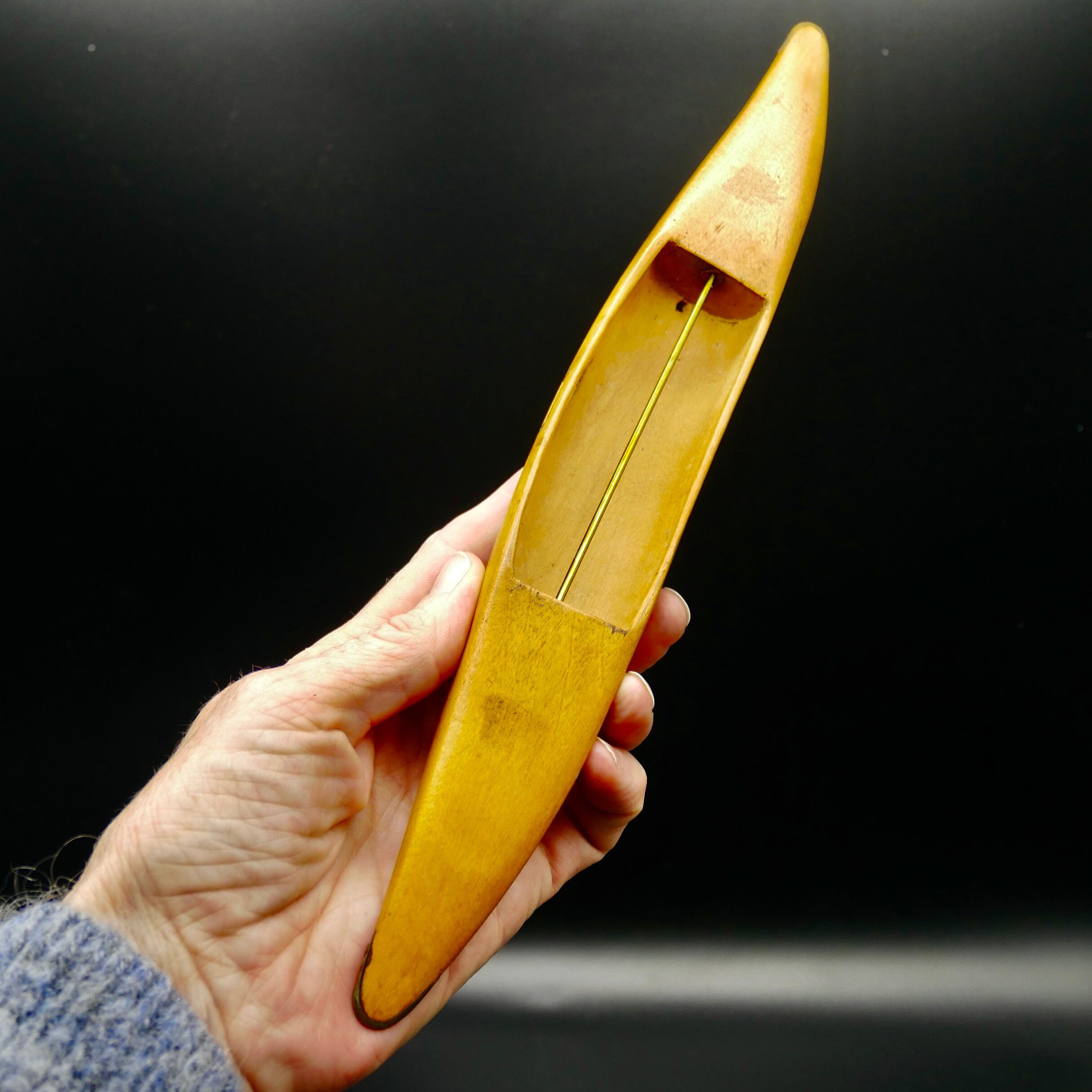 Vintage Wooden Swedish Loom Shuttle on Rollers, Hand Carved, Old Boat ...