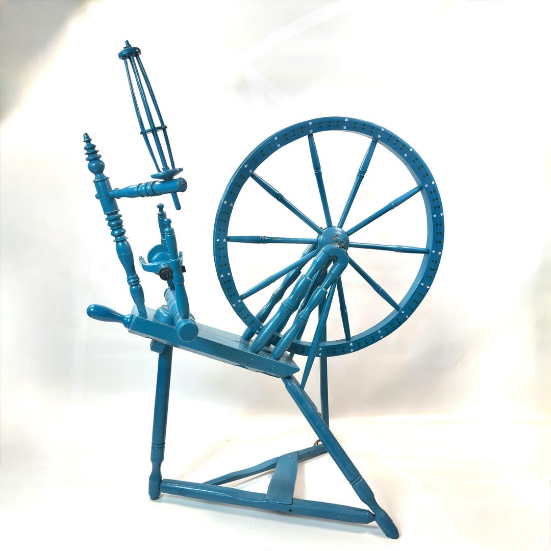 Antique Swedish Spinning Wheel – 1850s Hälsingland Folk Art With Hand ...