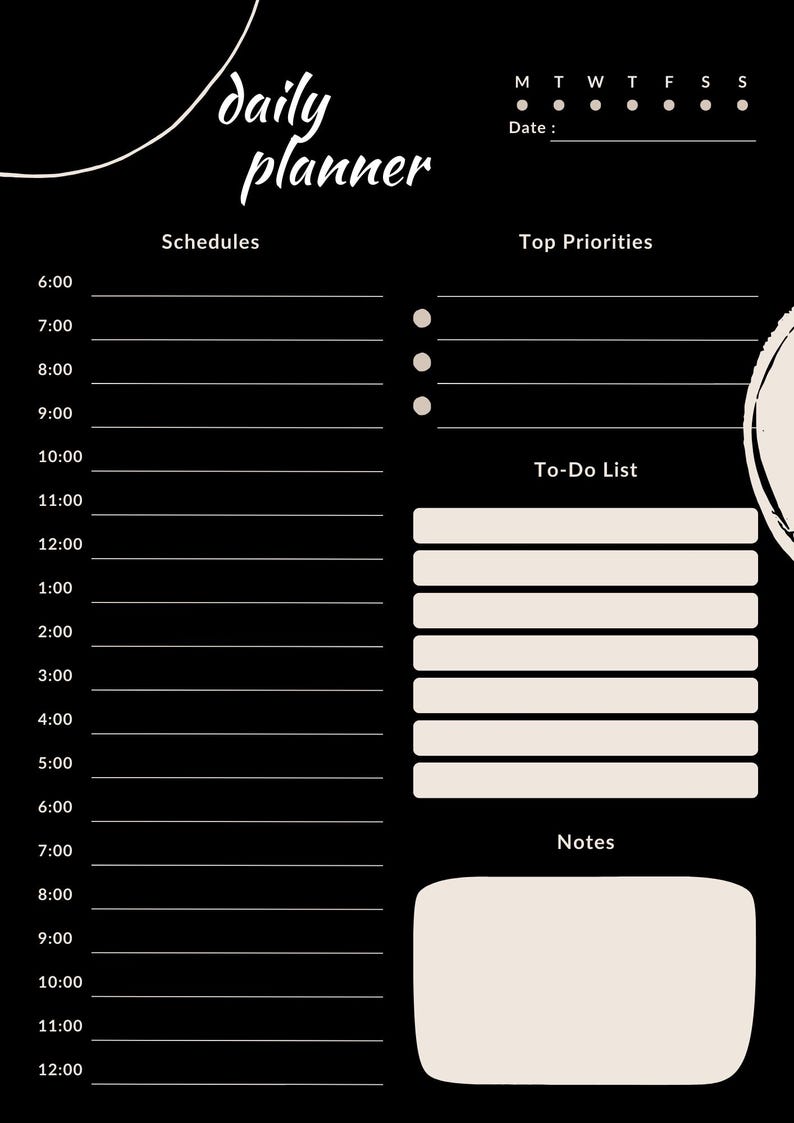 Aesthetic Daily Planner Printable to Do List Digital Daily Schedule ...
