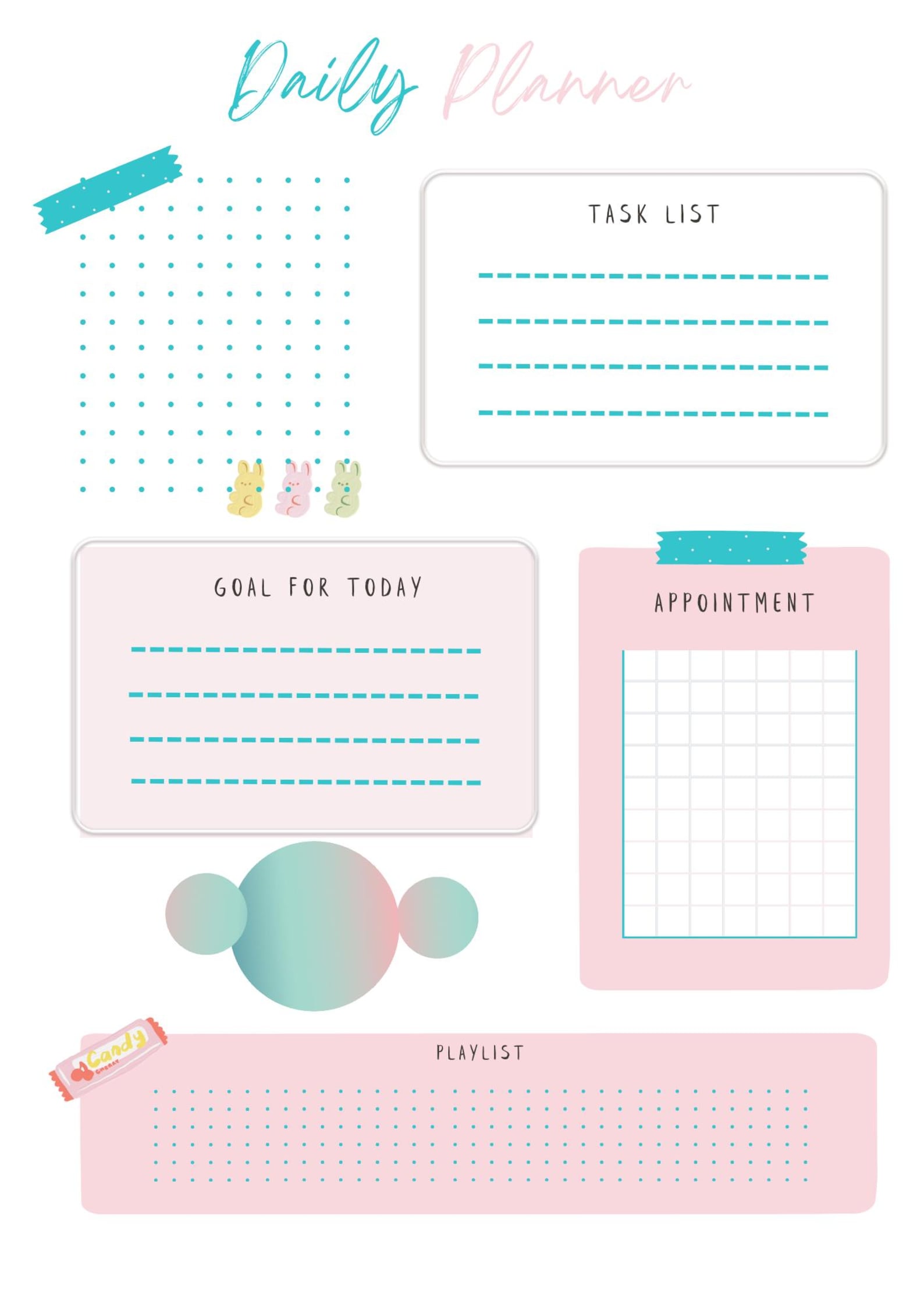 Aesthetic Daily Planner Printable to Do List Digital Daily Schedule ...