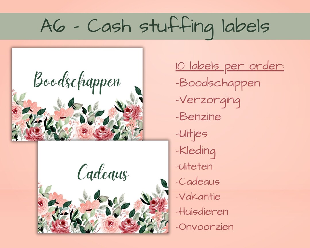 Budget Enveloppe Labels Cash Stuffing Labels A6 Formaat - Etsy